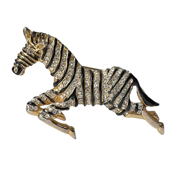 Sphinx | Jewelry | 98s Sphinx Gold Plate Black Enamel White Rhinestones ...